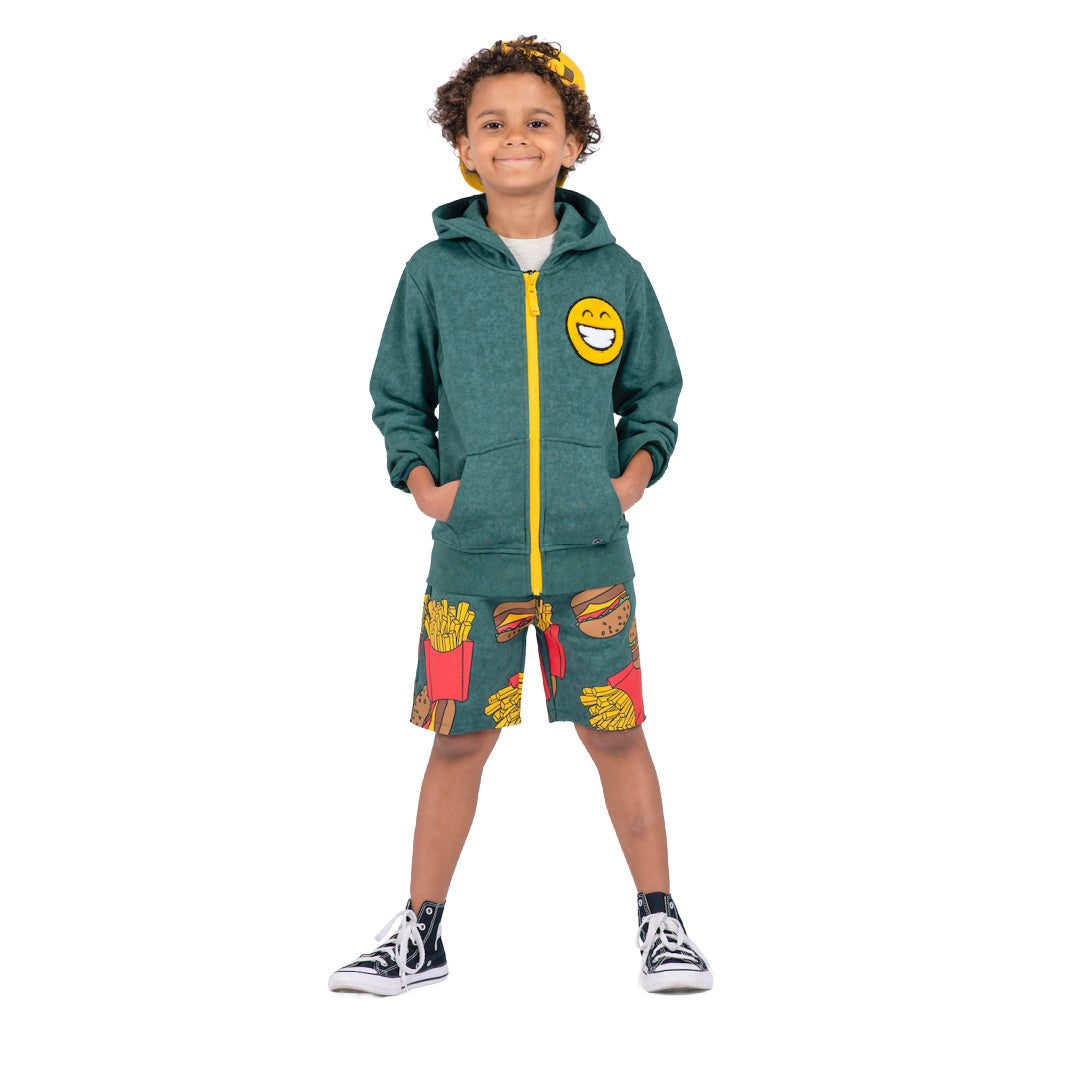 APPAMAN HOODIE - DARK GREEN SMILEY – Juno Kid's Clothes