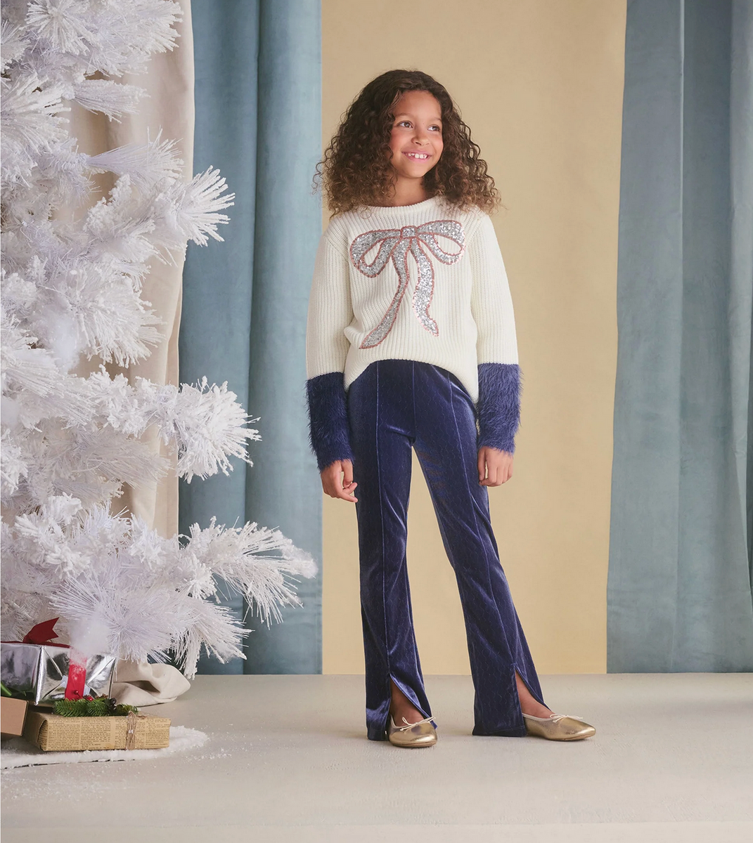 HATLEY BOW FLUFFY SLEEVE SWEATER – Juno Kid's Clothes